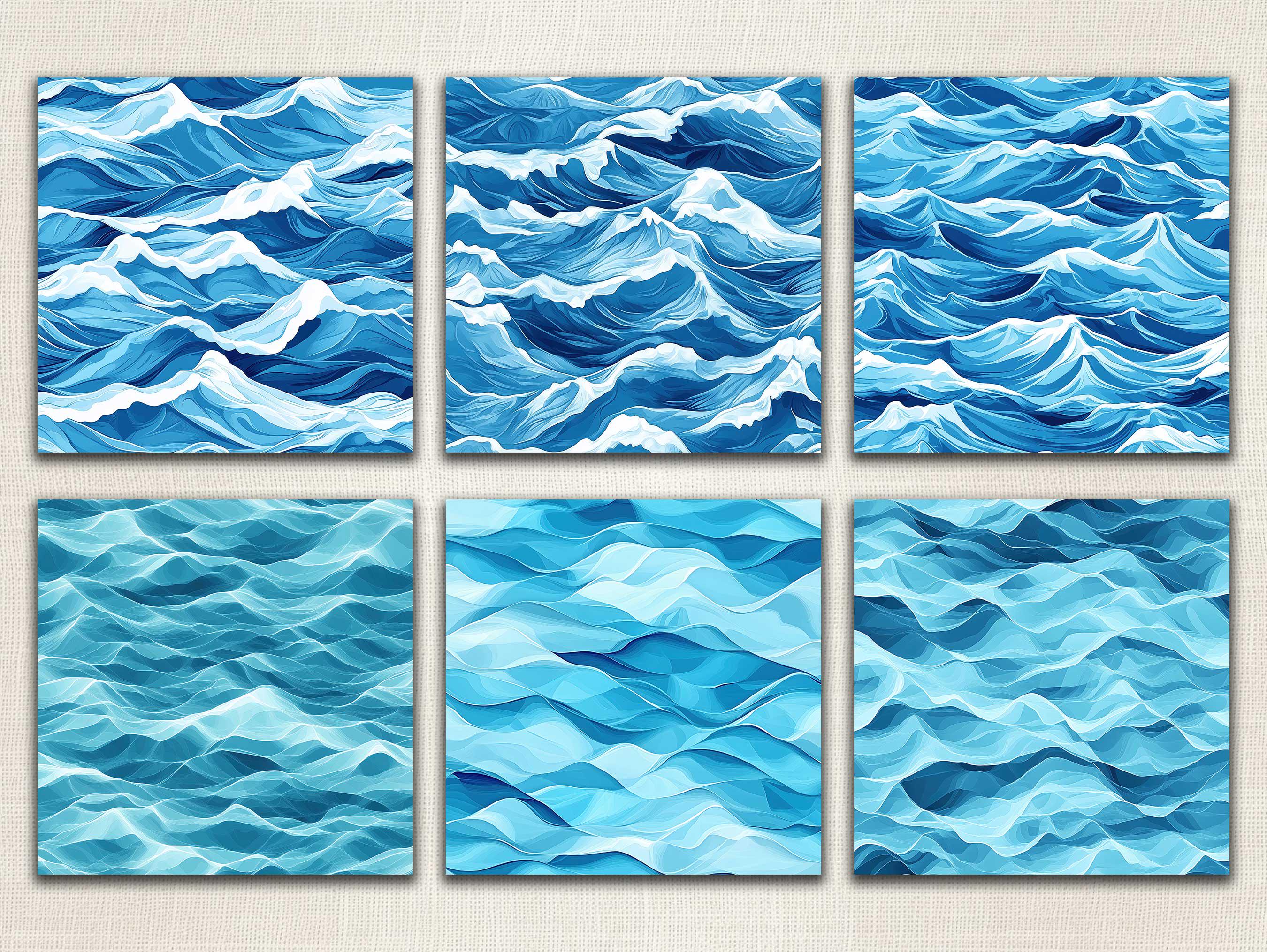 Sea Waves Seamless Digital Paper | 36 Ocean-themed Patterns for ...