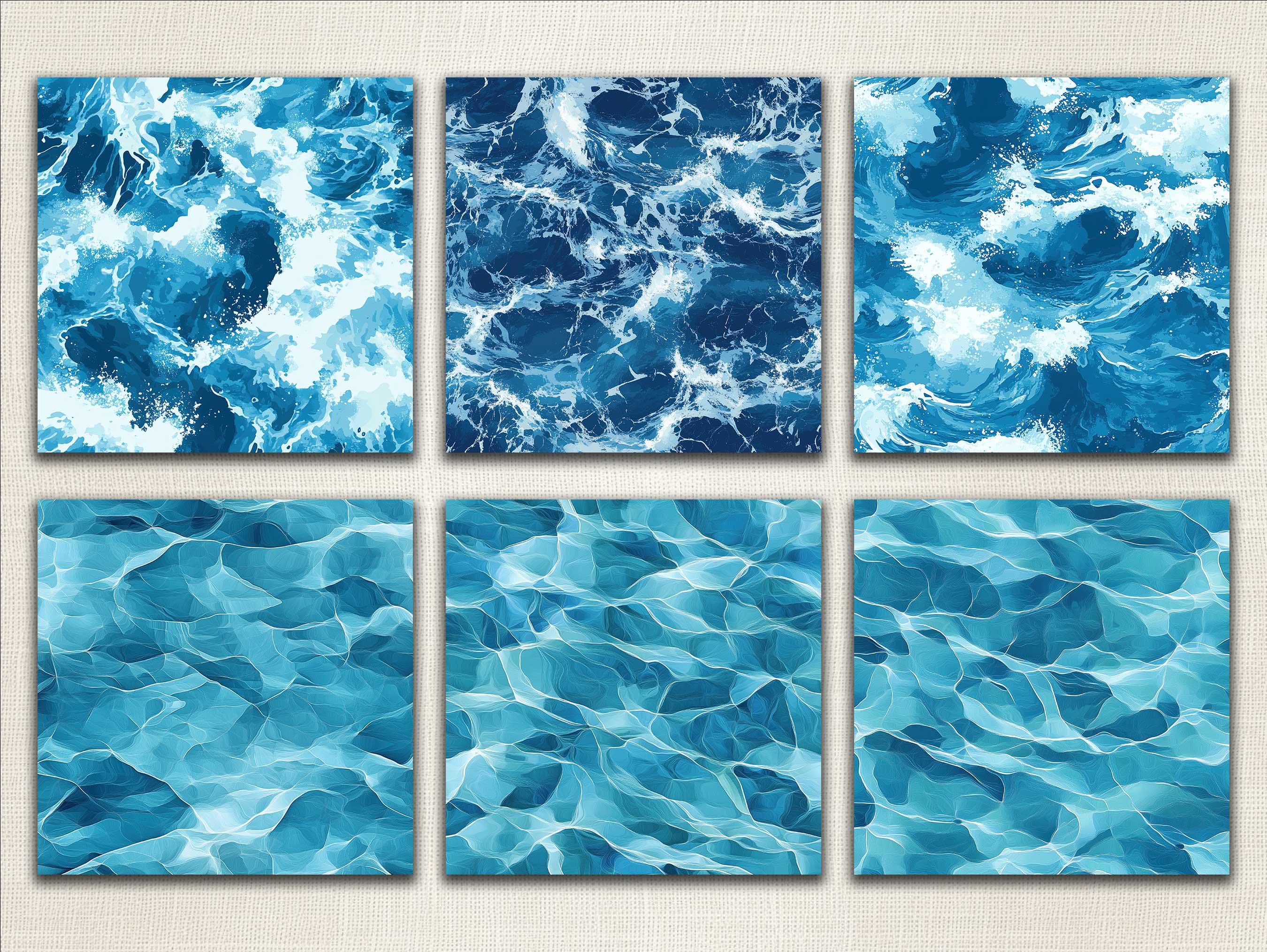Sea Waves Seamless Digital Paper | 36 Ocean-themed Patterns for ...