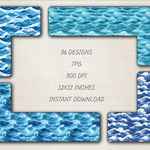 Sea Waves Seamless Digital Paper | 36 Ocean-themed Patterns for ...