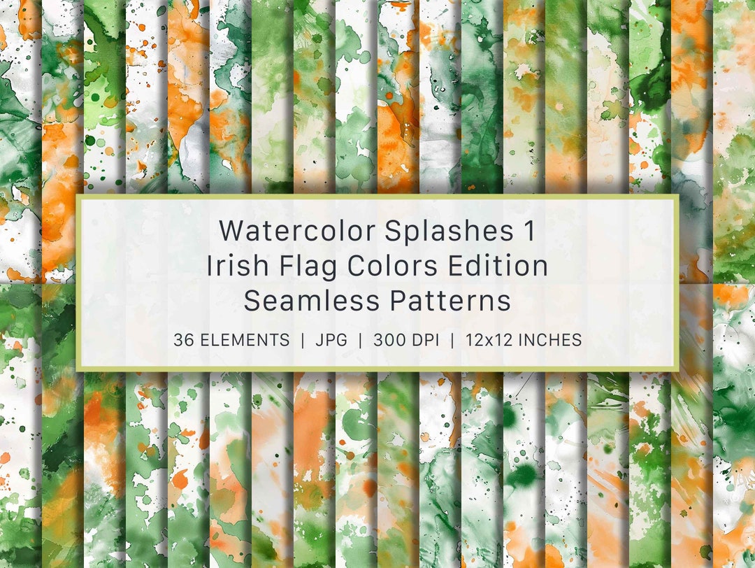 Watercolor Splashes Digital Papers - Irish Flag Colors Edition ...