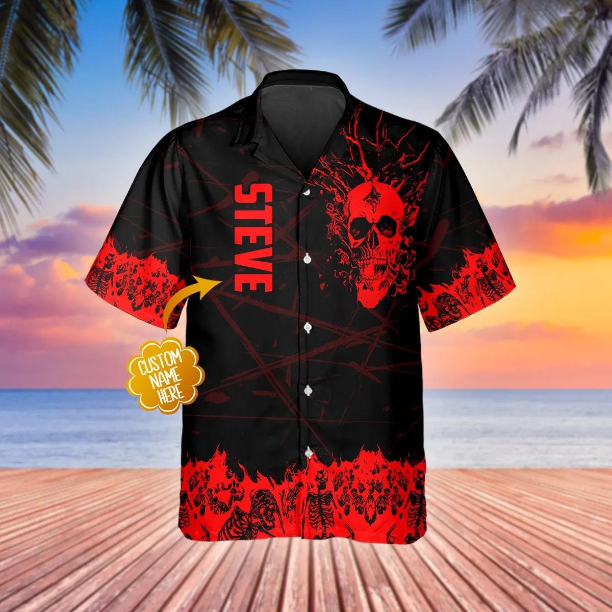 Ghost Blood Skull Personalized Hawaiian Shirt, This Trends Summer Beach ...