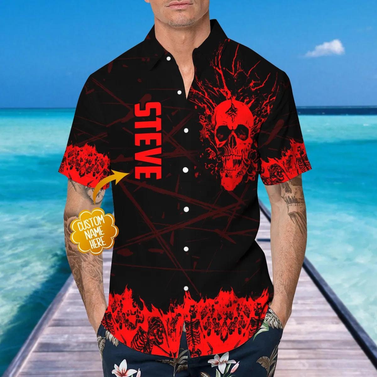 Ghost Blood Skull Personalized Hawaiian Shirt, This Trends Summer Beach ...