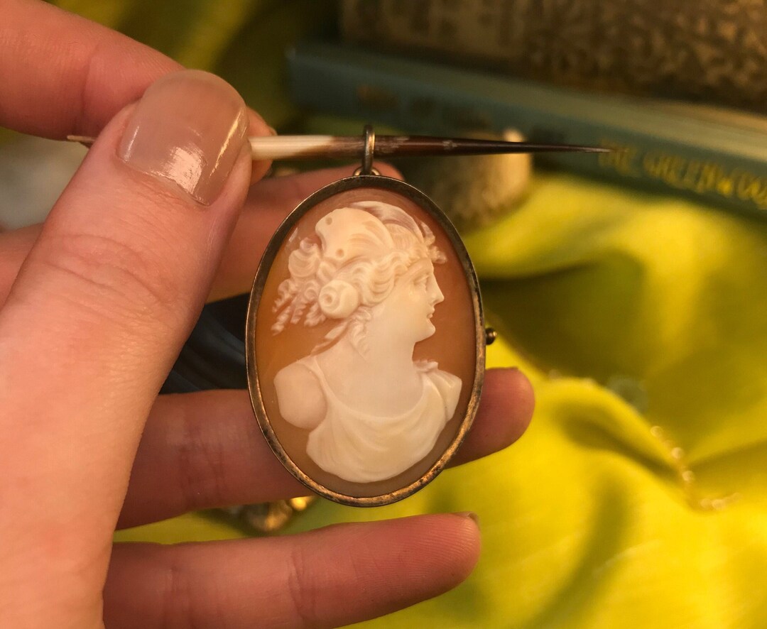 Antique 1925 Cameo Goddess Psyche Pendant Brooch in Silver - Etsy