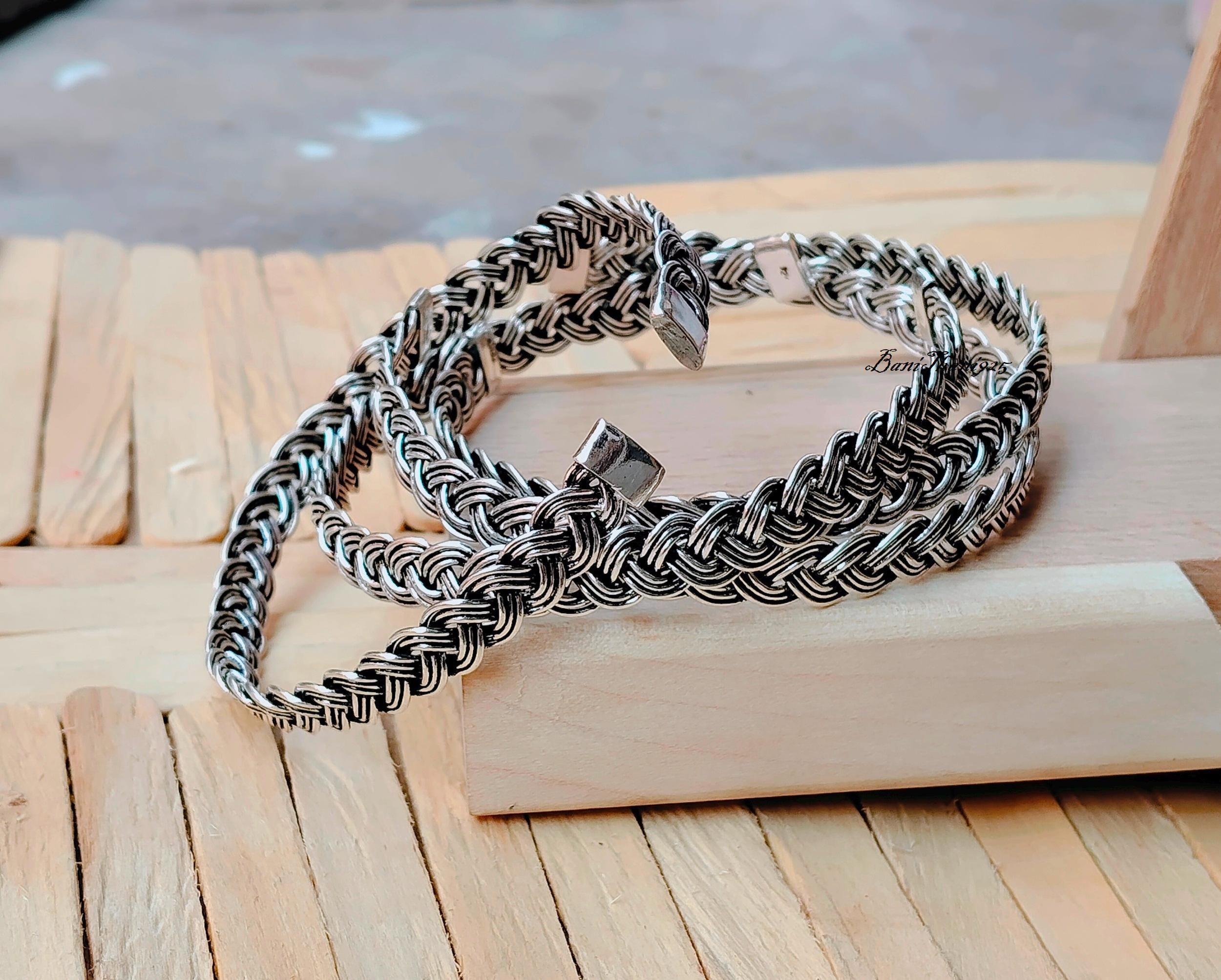 Handmade Twisted 925 Sterling Silver Cuff Bracelet, Adjustable Bangle ...