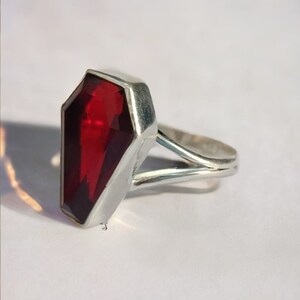 Red Garnet Coffin Ring: 925 Sterling Silver Statement Ring - Etsy