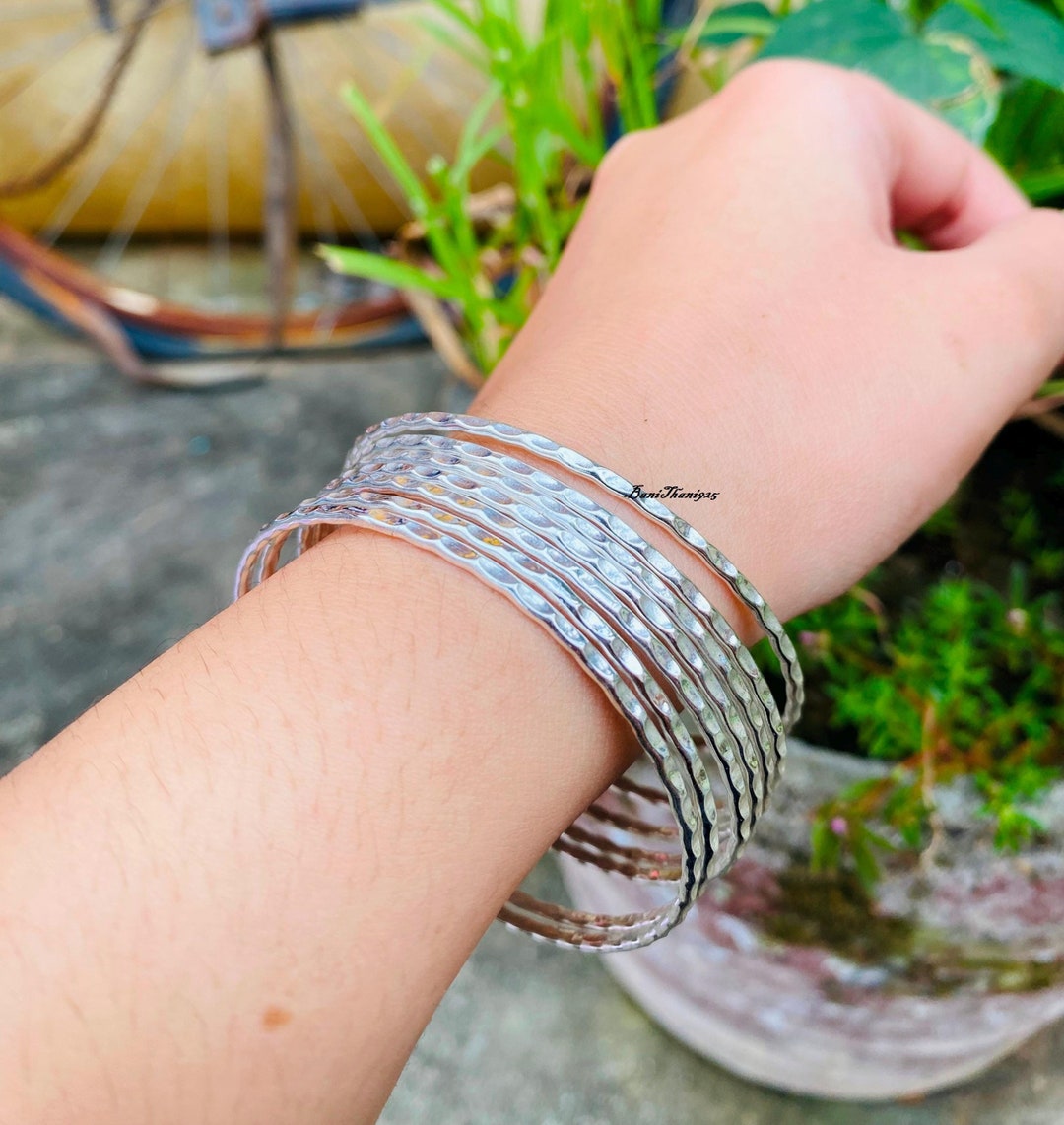 7 Set of Silver Bangles, 925 Sterling Silver Bangle, 7 Days Bracelet ...