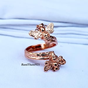 Copper Honey Bee Ring, Adjustable Bee Ring, Stylish Ring, Double Honey ...