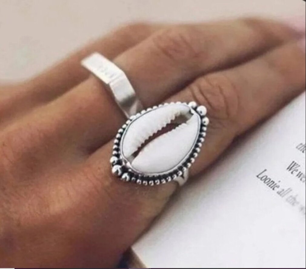 Cowrie Shell Ring, 925 Sterling Silver Ring, Handmade Ring, Women Ring ...