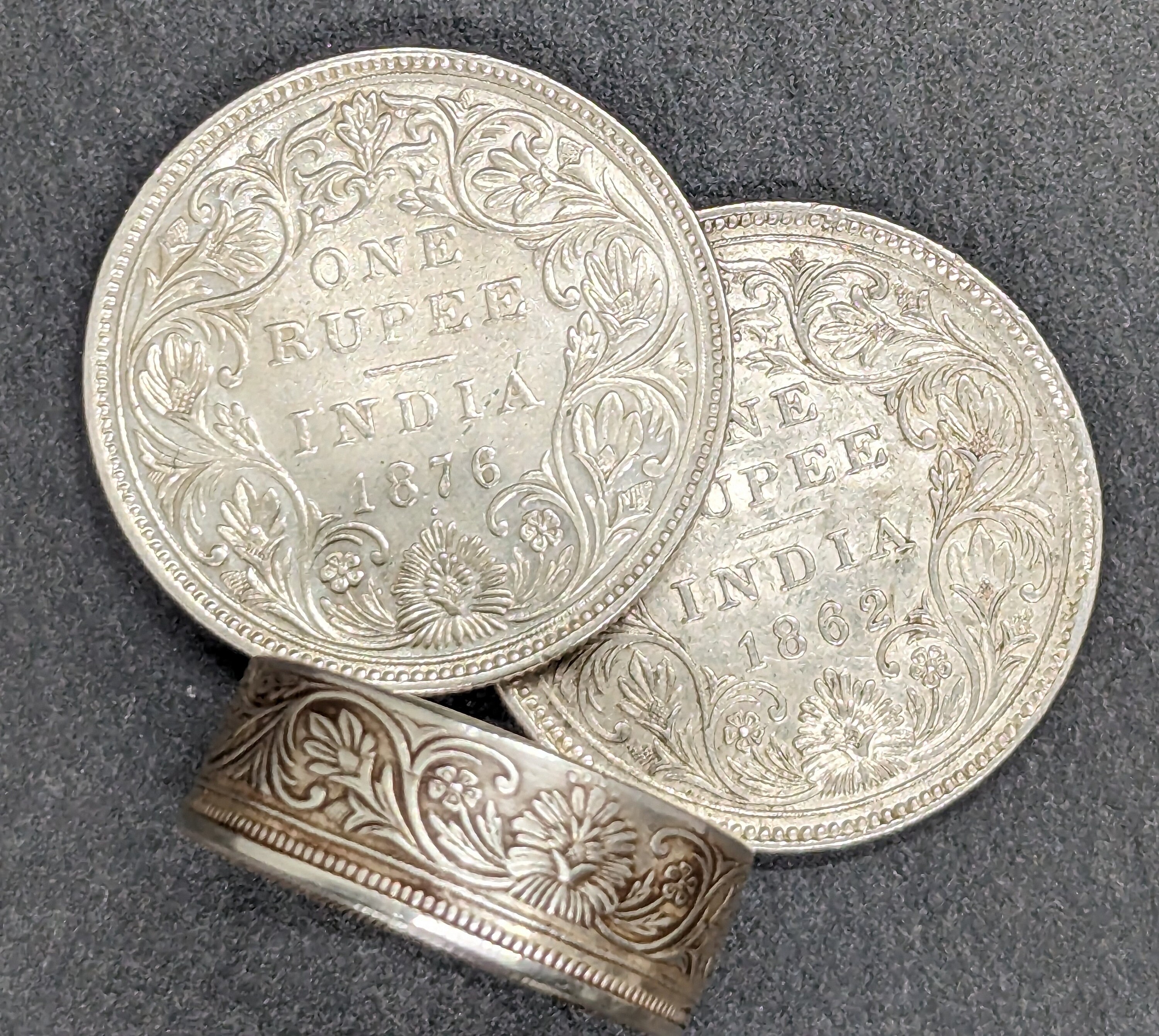 Coin Ring British India Rupee Coin 1865-1900 Empress Victoria Silver ...