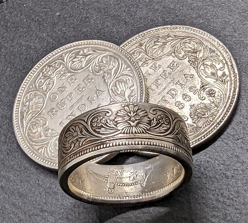 Coin Ring British India Rupee Coin 1865-1900 Empress Victoria Silver ...