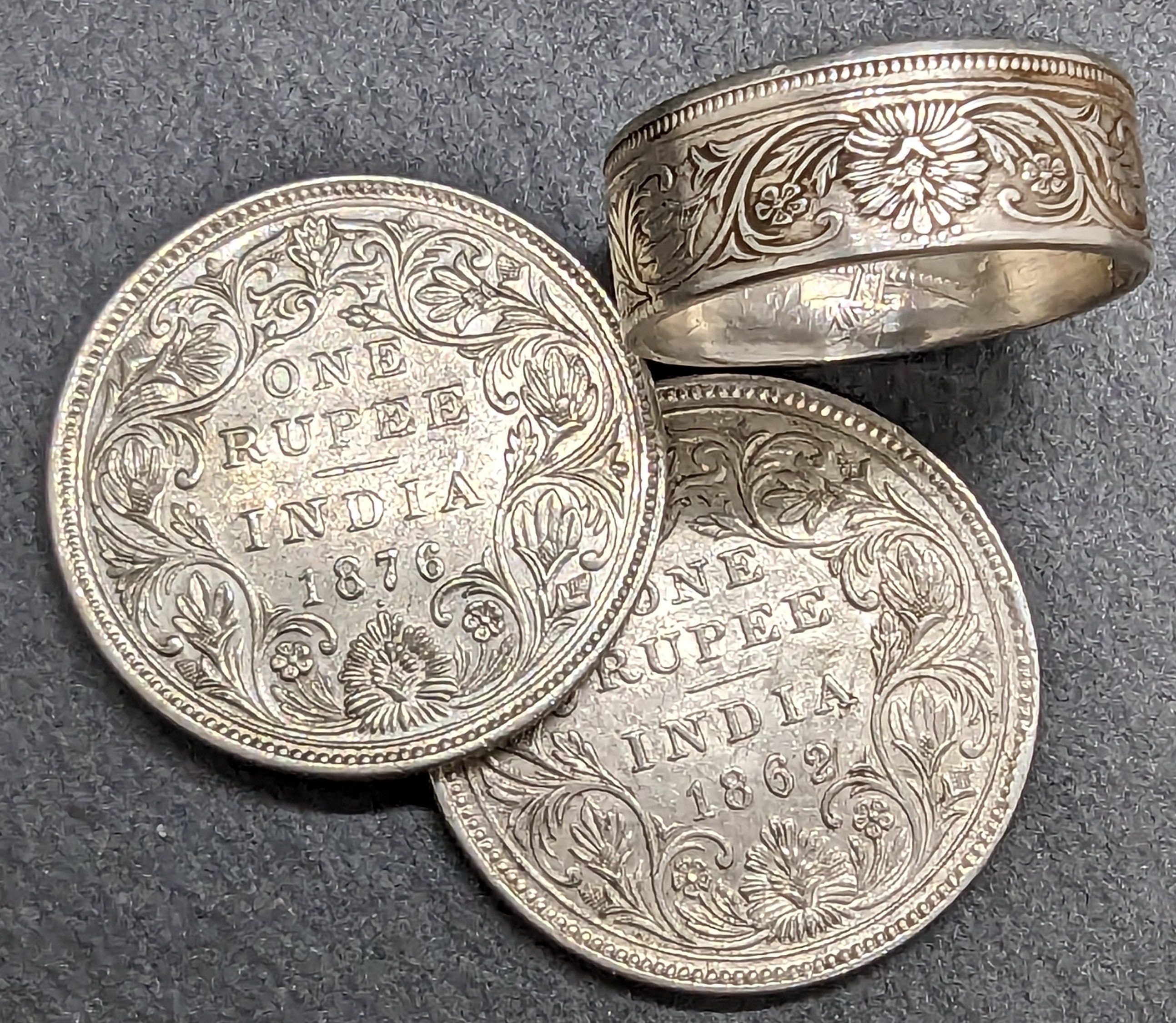 Coin Ring British India Rupee Coin 1865-1900 Empress Victoria Silver ...