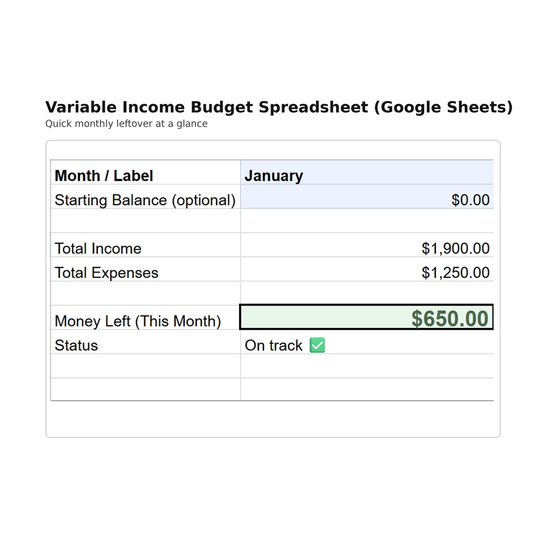 Variable Income Budget Spreadsheet (google Sheets) | Monthly Budget ...
