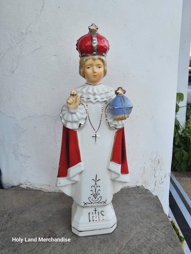 Vintage 22cm Infant Jesus of Prague Statue Hand-painted Porcelain - Etsy UK