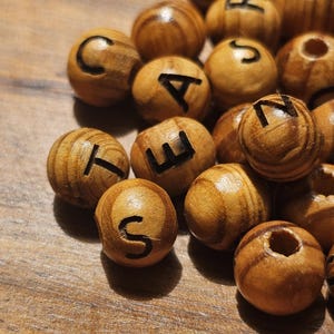 50 X 10mm Personalized Wood Beads – Custom Engraving on Natural Wood ...