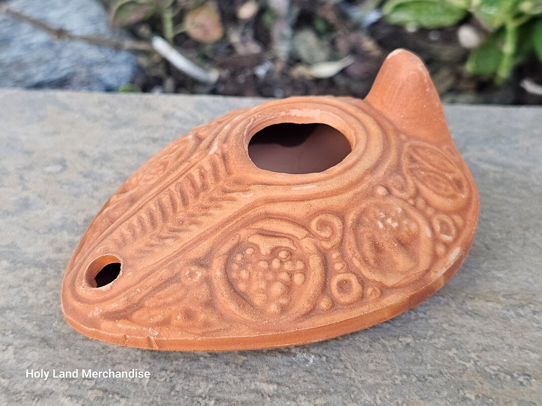 Roman Lamps Handmade Clay Oil Lamp, Antique Jerusalem Design for ...