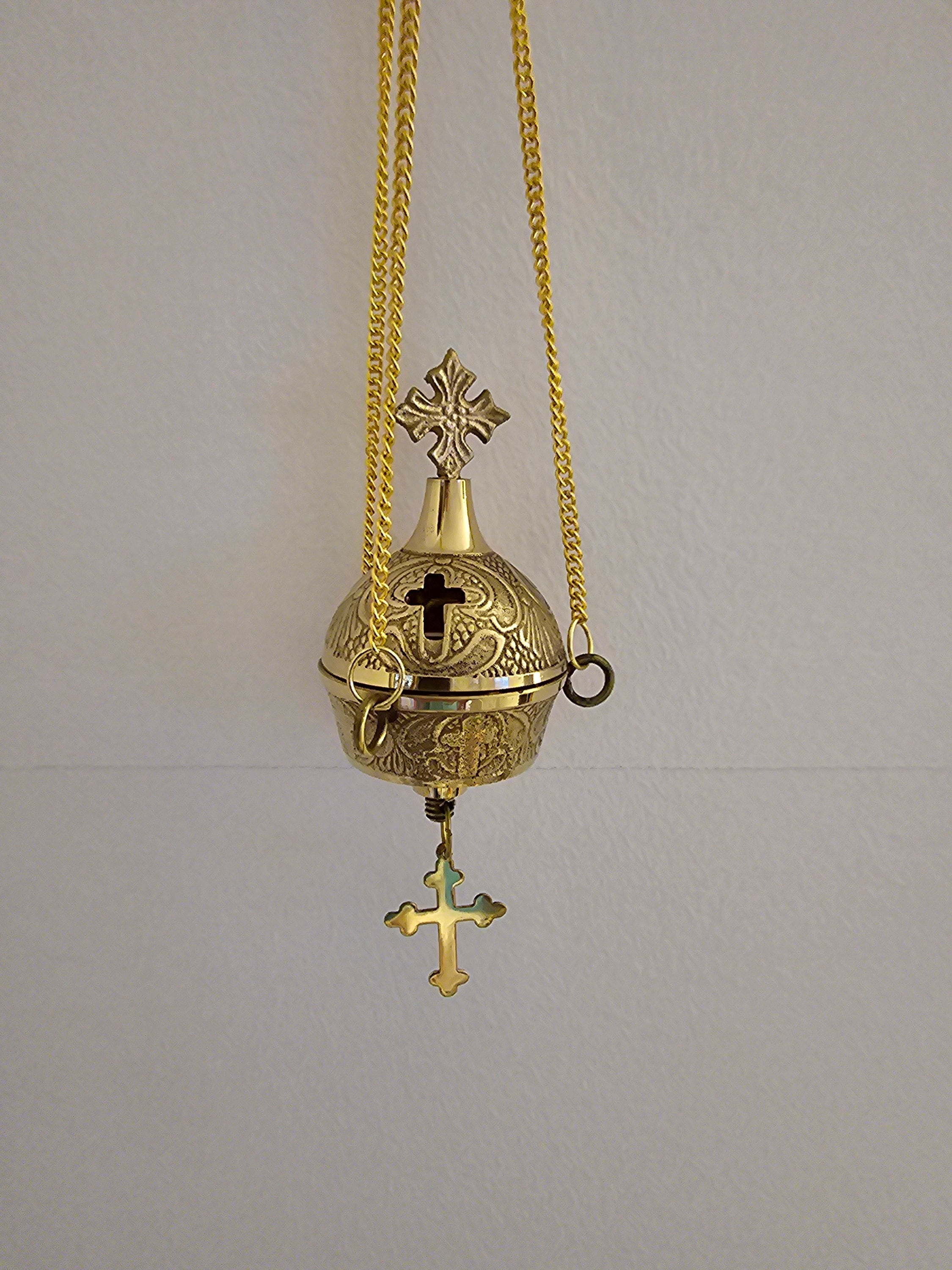 Holy Land Christian Incense Burner: Gold Brass Cross, Church & Home - Etsy
