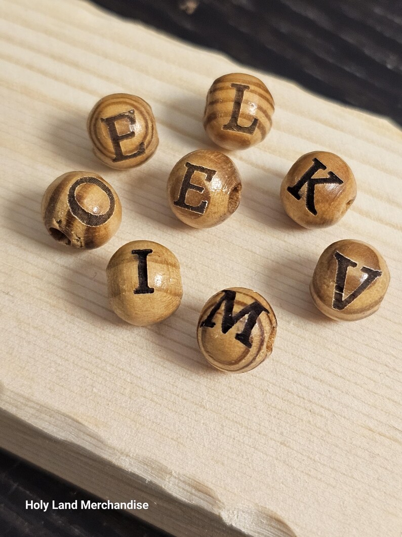 50 X 10mm Personalized Wood Beads – Custom Engraving on Natural Wood ...