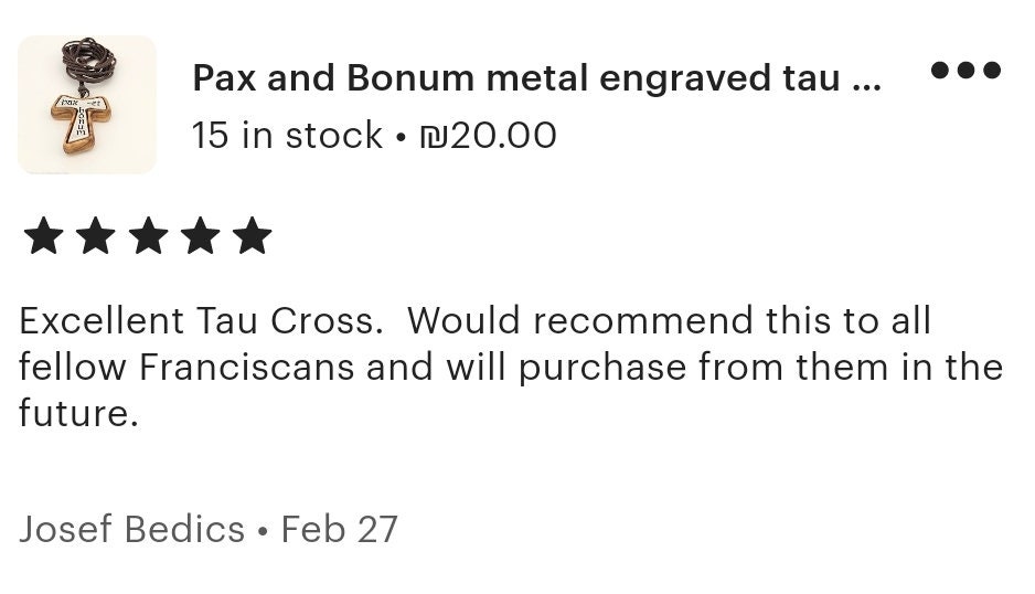 Pax and Bonum Metal Engraved Tau Olive Wood Brown Necklace - Etsy