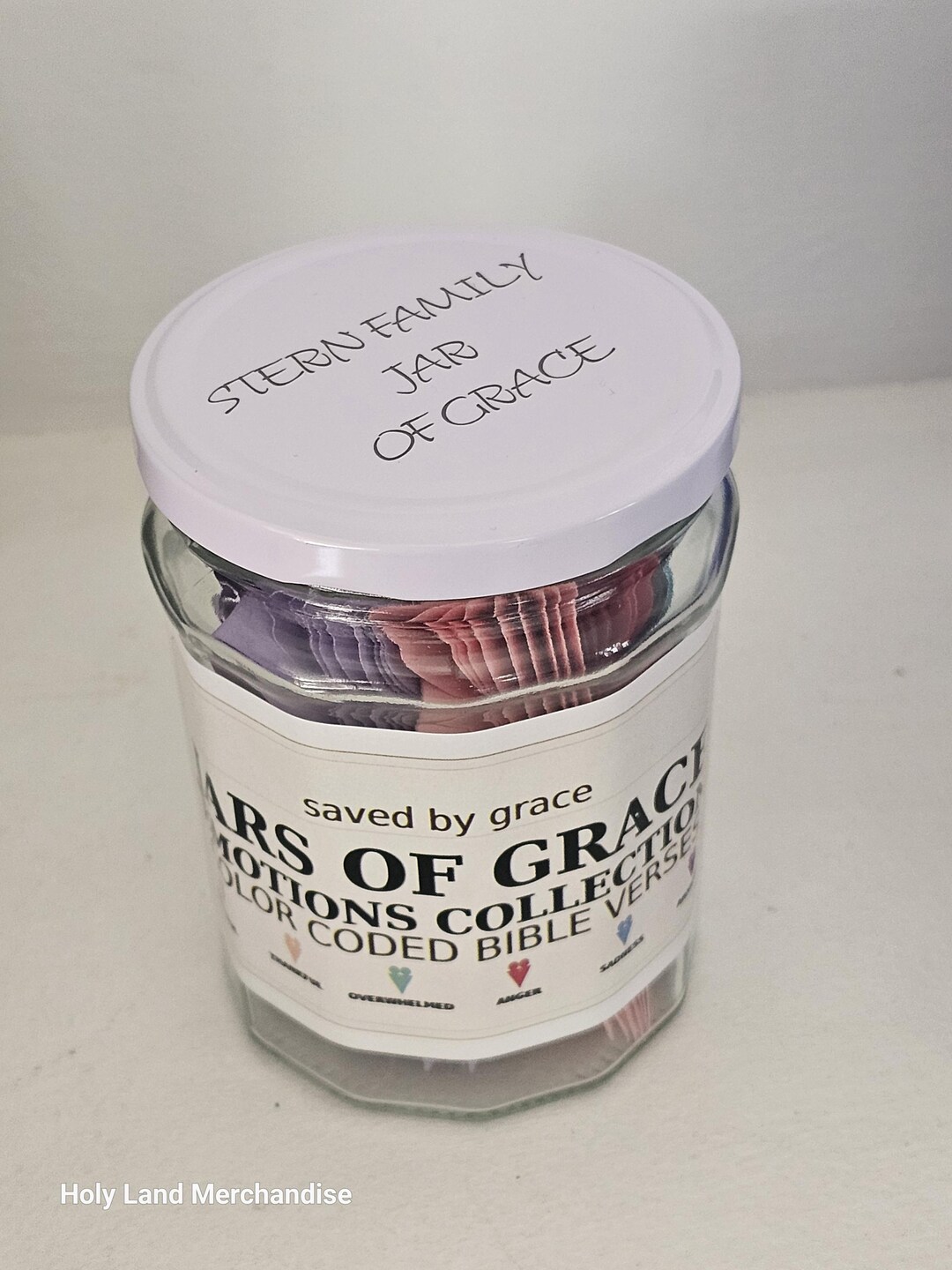 Personalized Jars of Grace: Color-coded Bible Verse Jar, Custom Lid ...