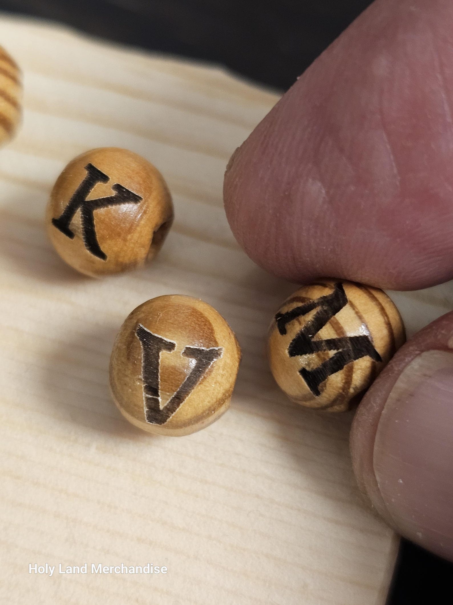 50 X 10mm Personalized Wood Beads – Custom Engraving on Natural Wood ...
