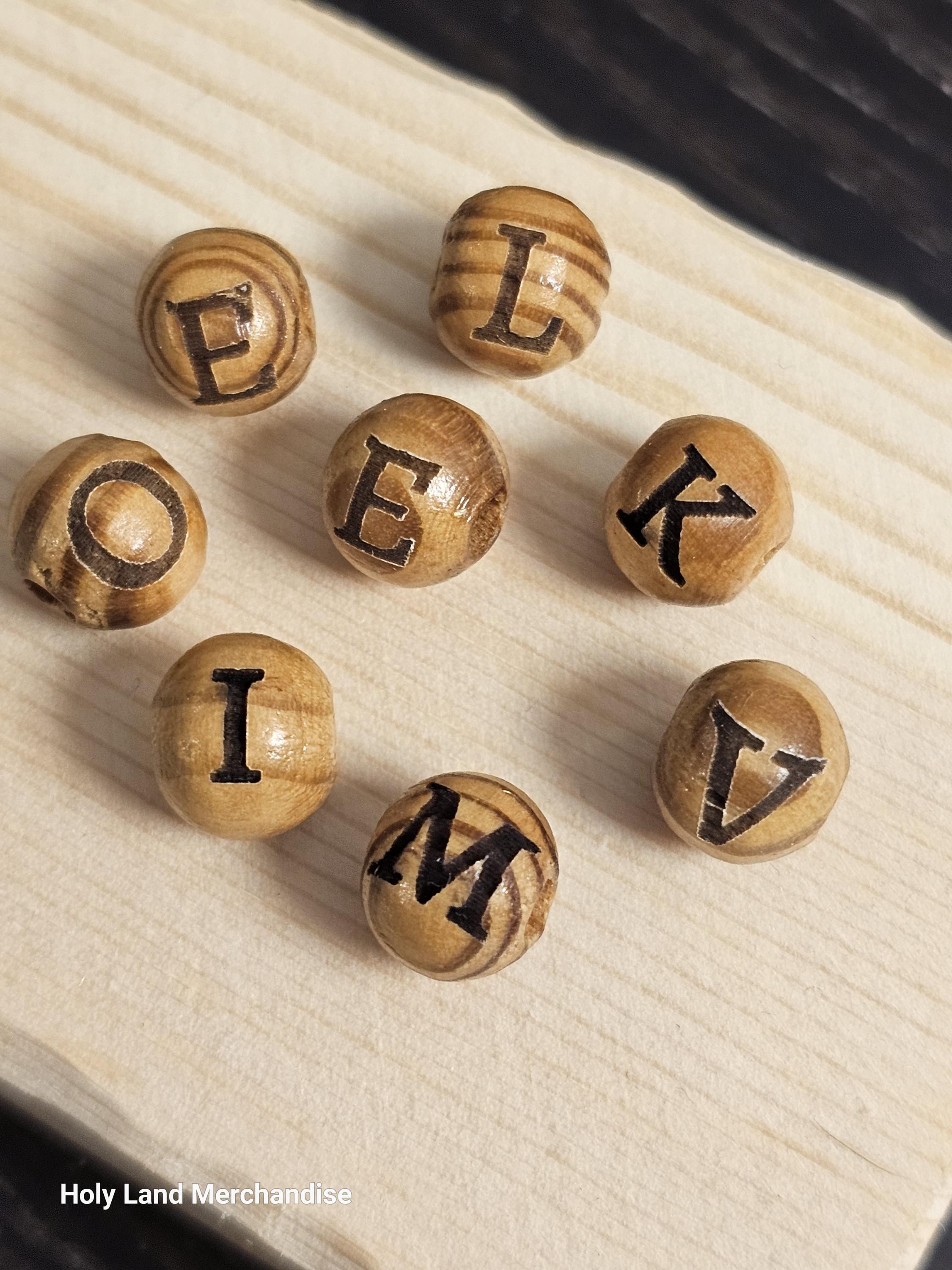 50 X 10mm Personalized Wood Beads – Custom Engraving on Natural Wood ...
