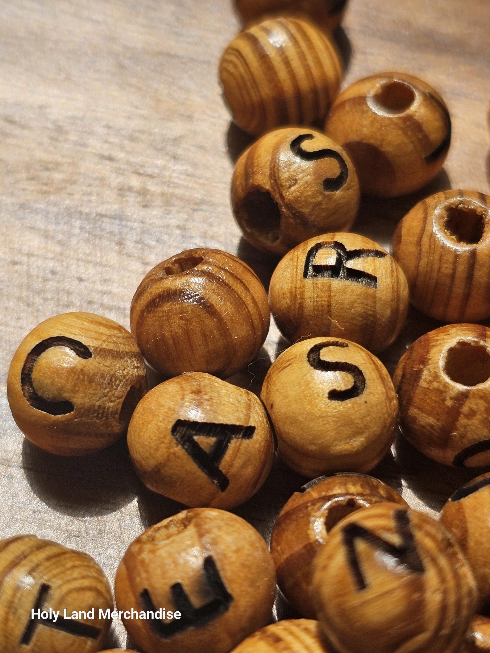 50 X 10mm Personalized Wood Beads – Custom Engraving on Natural Wood ...