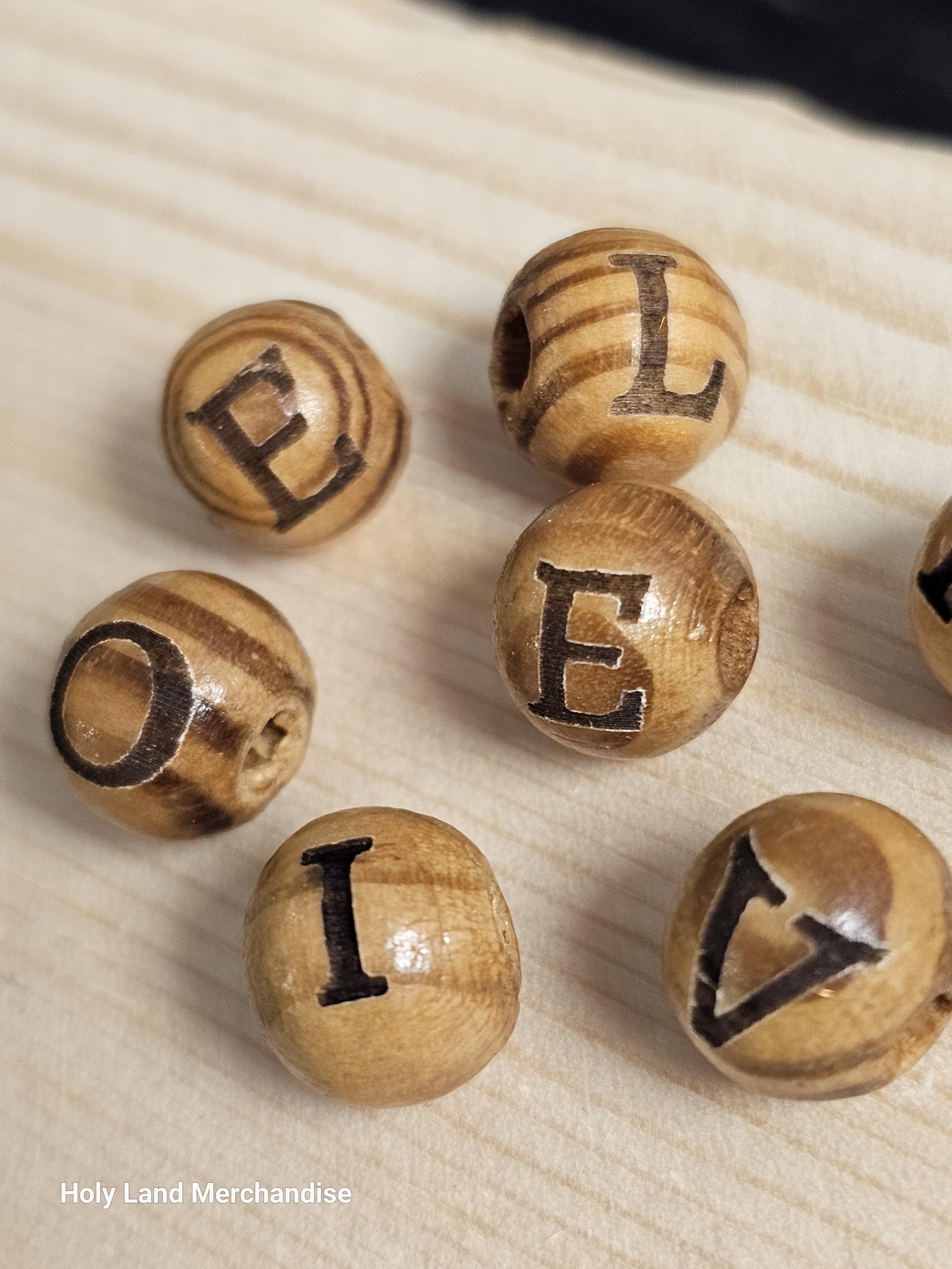 50 X 10mm Personalized Wood Beads – Custom Engraving on Natural Wood ...