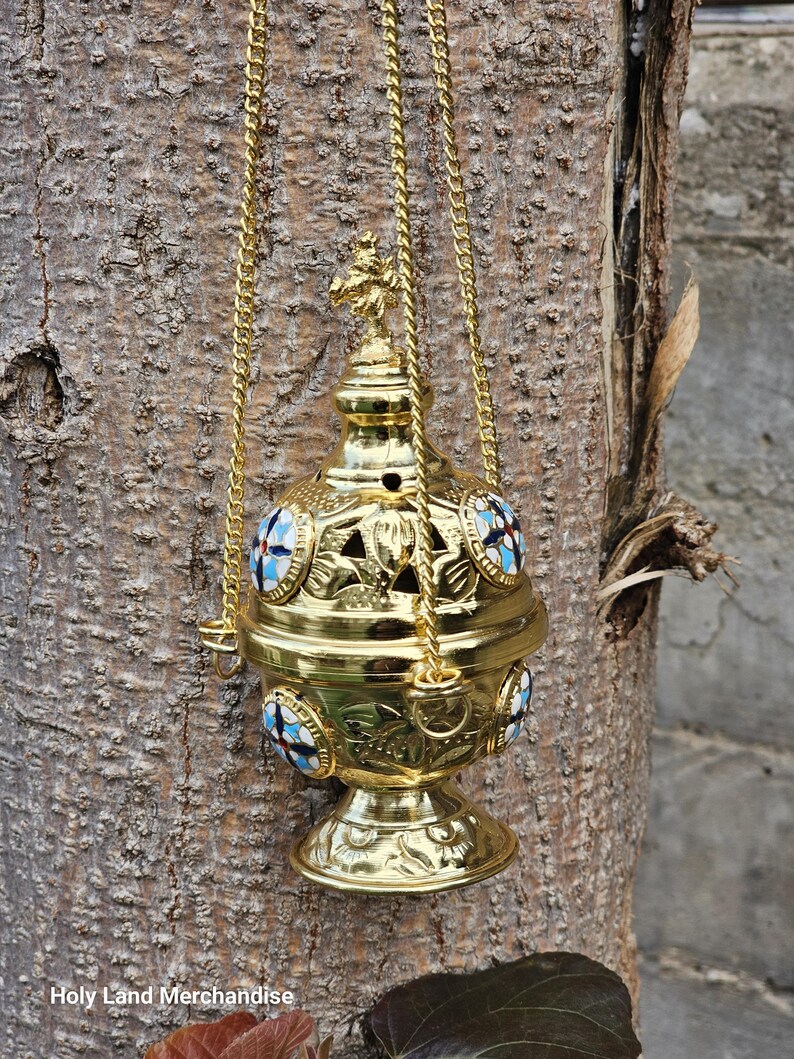 Beautiful 12cm Long Orthodox Style Thurible With Hand Painted Glazed ...