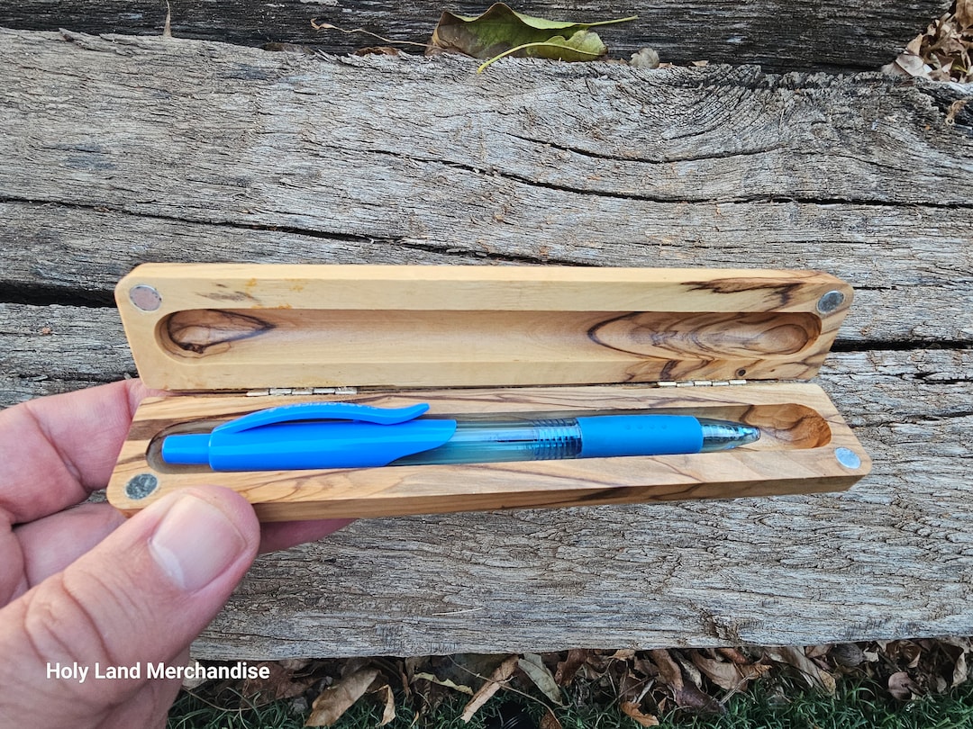 Personalized Pen Case - Olive Wood Pen Box - Natural Wood Pen Set ...