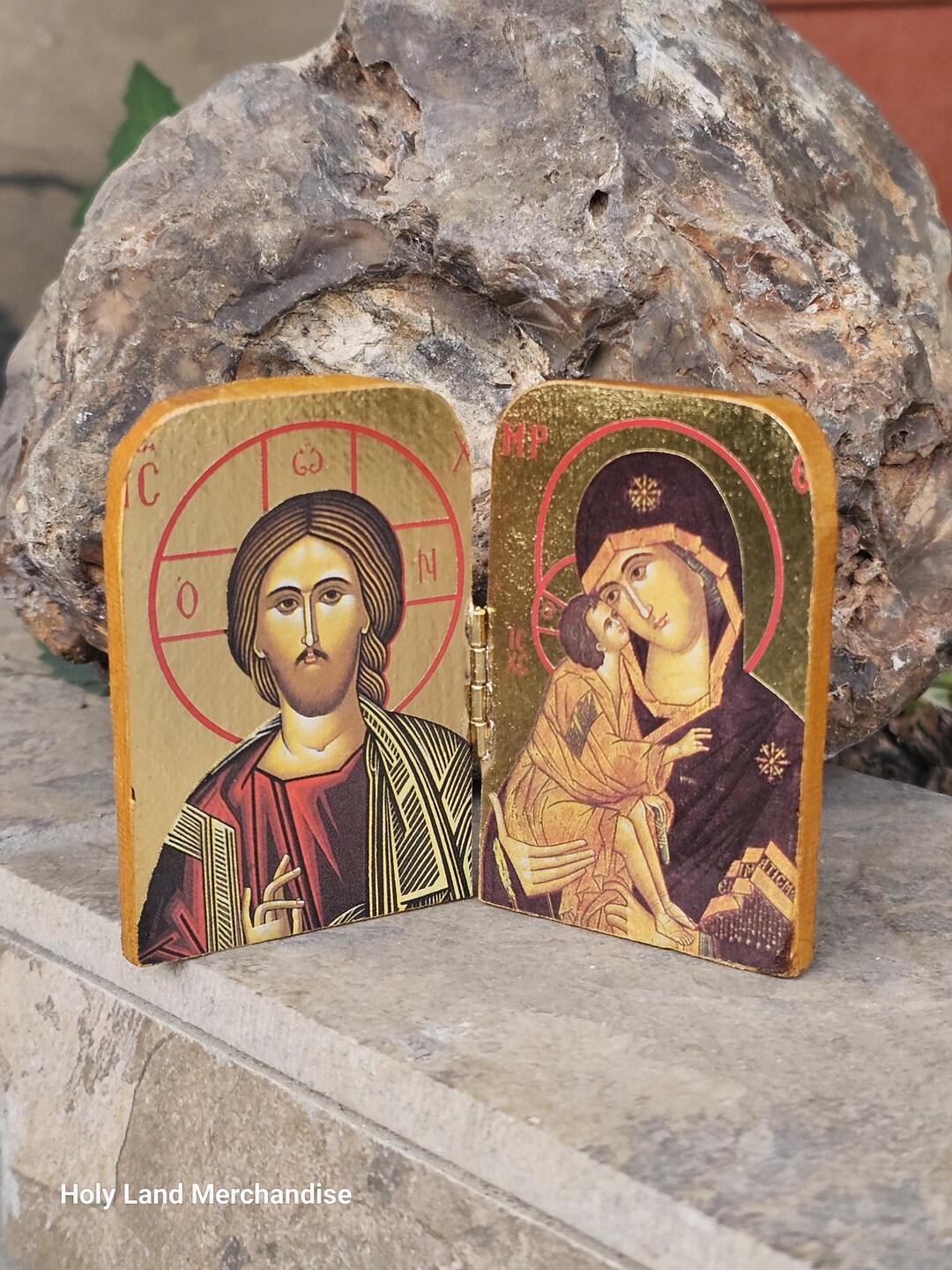 Diptych Mini Icon, Greek Icon, Russian Icon, Pocket Icon, Unique Icon ...