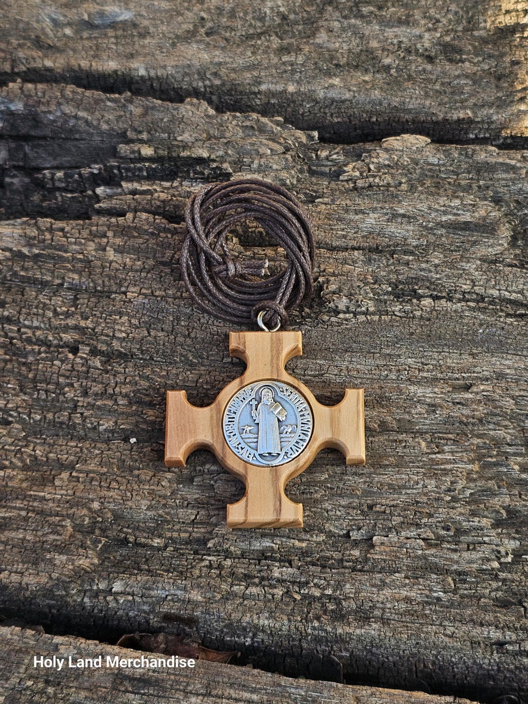 Olive Wood Cross With St. Benedict Medal – Exorcism Jewelry, Vade Retro ...