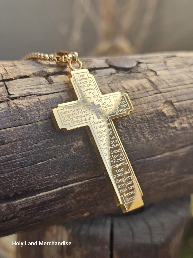 Men's Gold Cross Necklace – 60cm Chain, 6cm Cross – Stainless Steel ...