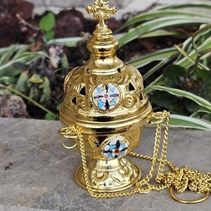 Beautiful 12cm Long Orthodox Style Thurible With Hand Painted Glazed ...