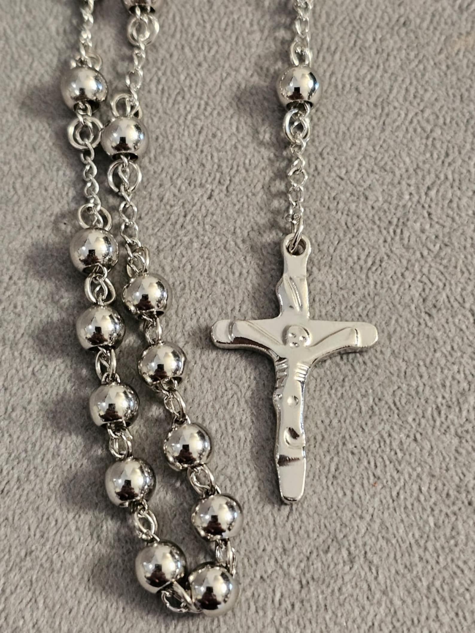 Rosary Necklace Stainless Steel 6mm Steel Beads Can Be Worn - Etsy