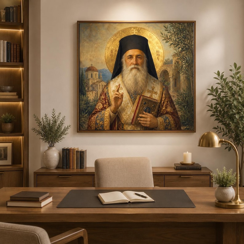 St Nektarios Icon Printable, Saint Nectarios of Aegina Wall Art, Greek ...