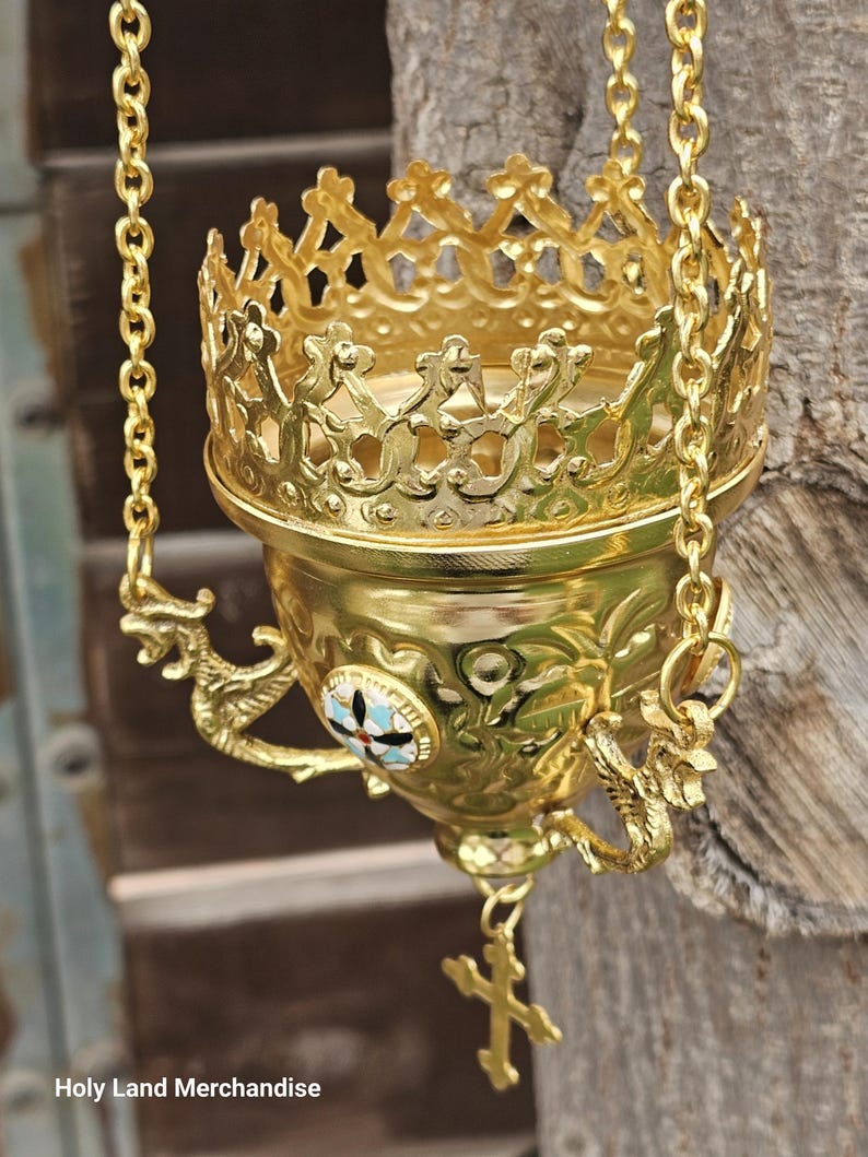 Gold Brass Christian Incense Burner: Orthodox Thurible With Cross - Etsy
