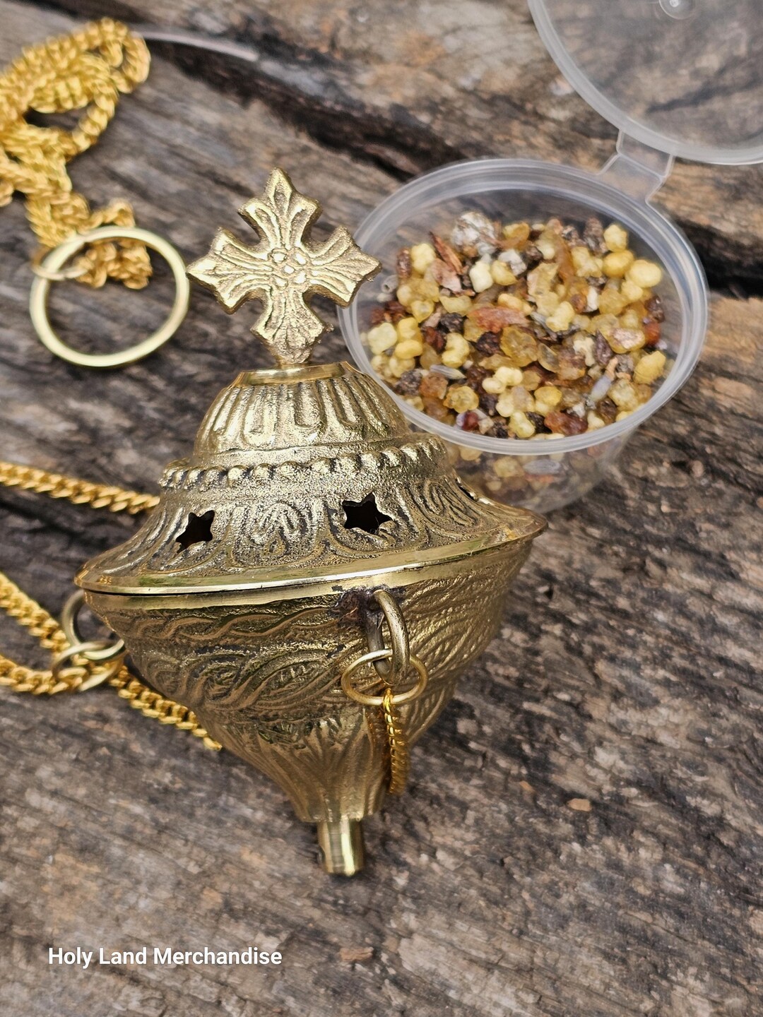 Brass Christian Incense Burner With 20 Gram of Rose Scent Blend From ...