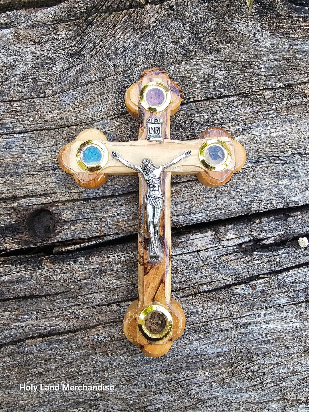 Handmade Olive Wood Cross Contains Soil and Rocks From the Holy Land ...