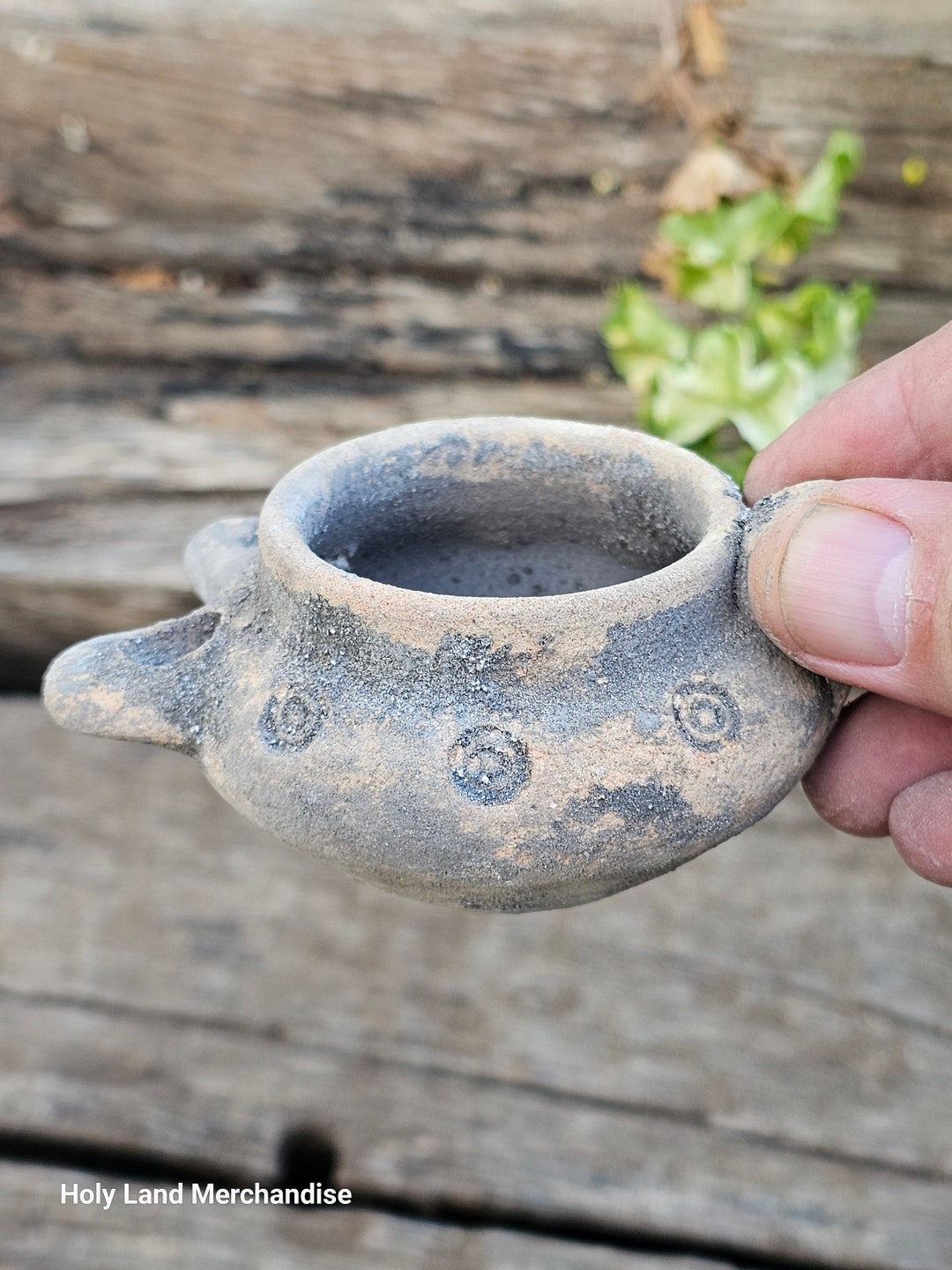 Clay Oil Lamp - Handmade 2 Wicks Medieval Lamp, Unique Holy Land Decor ...