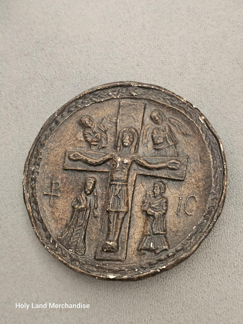Vintage Byzantine-style Plaster Relief – Crucifixion Wall Plaque · Hand ...