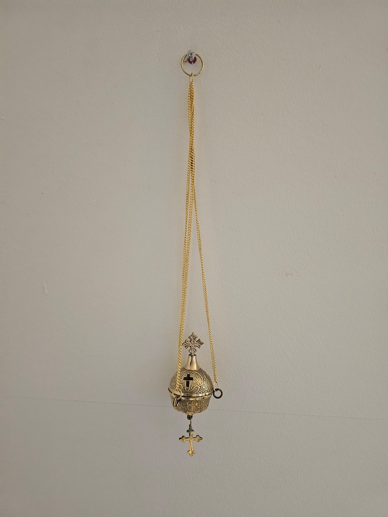 Holy Land Christian Incense Burner: Gold Brass Cross, Church & Home - Etsy