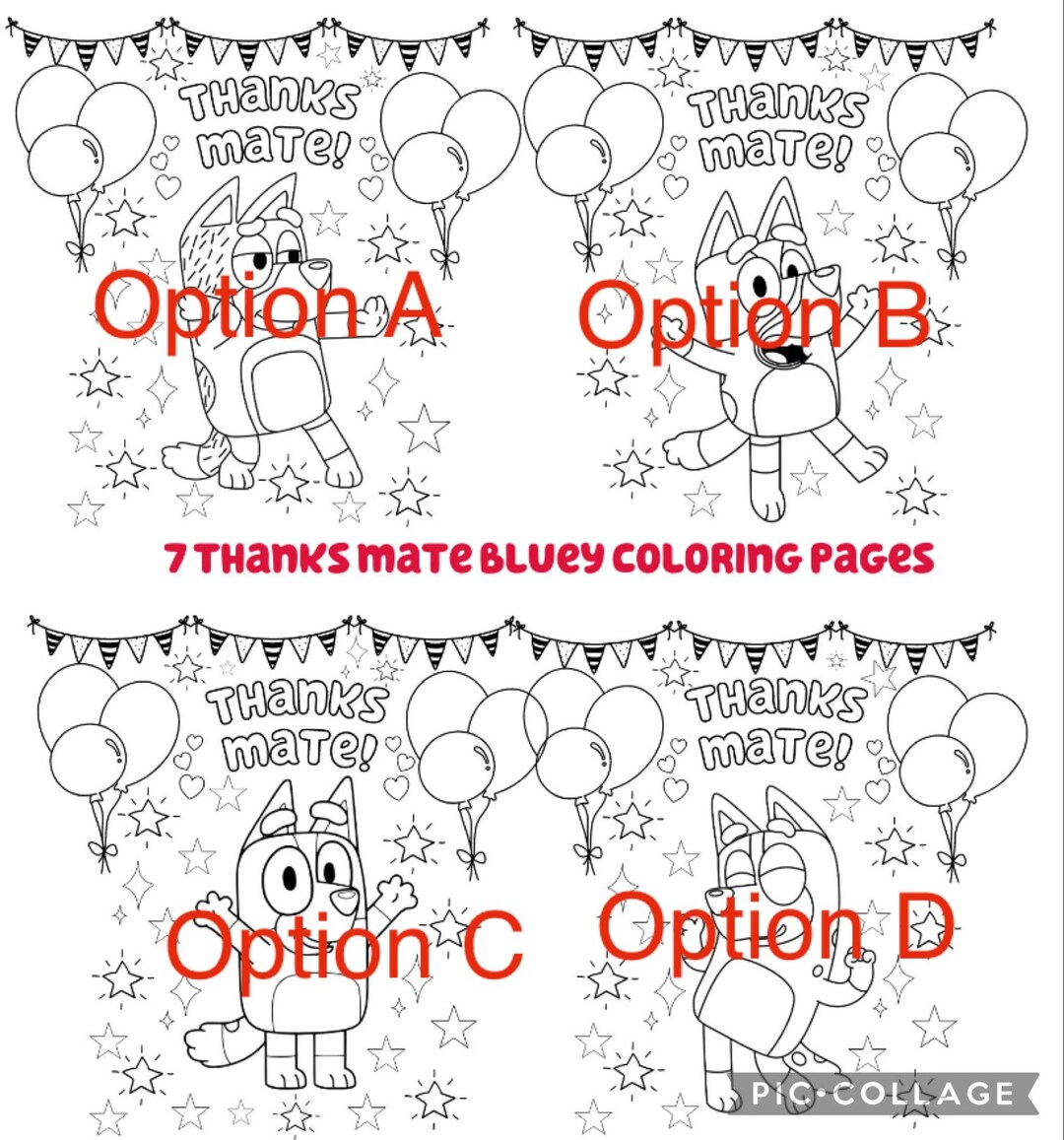 Bluey/bingo Party Colouring Sheets - Etsy