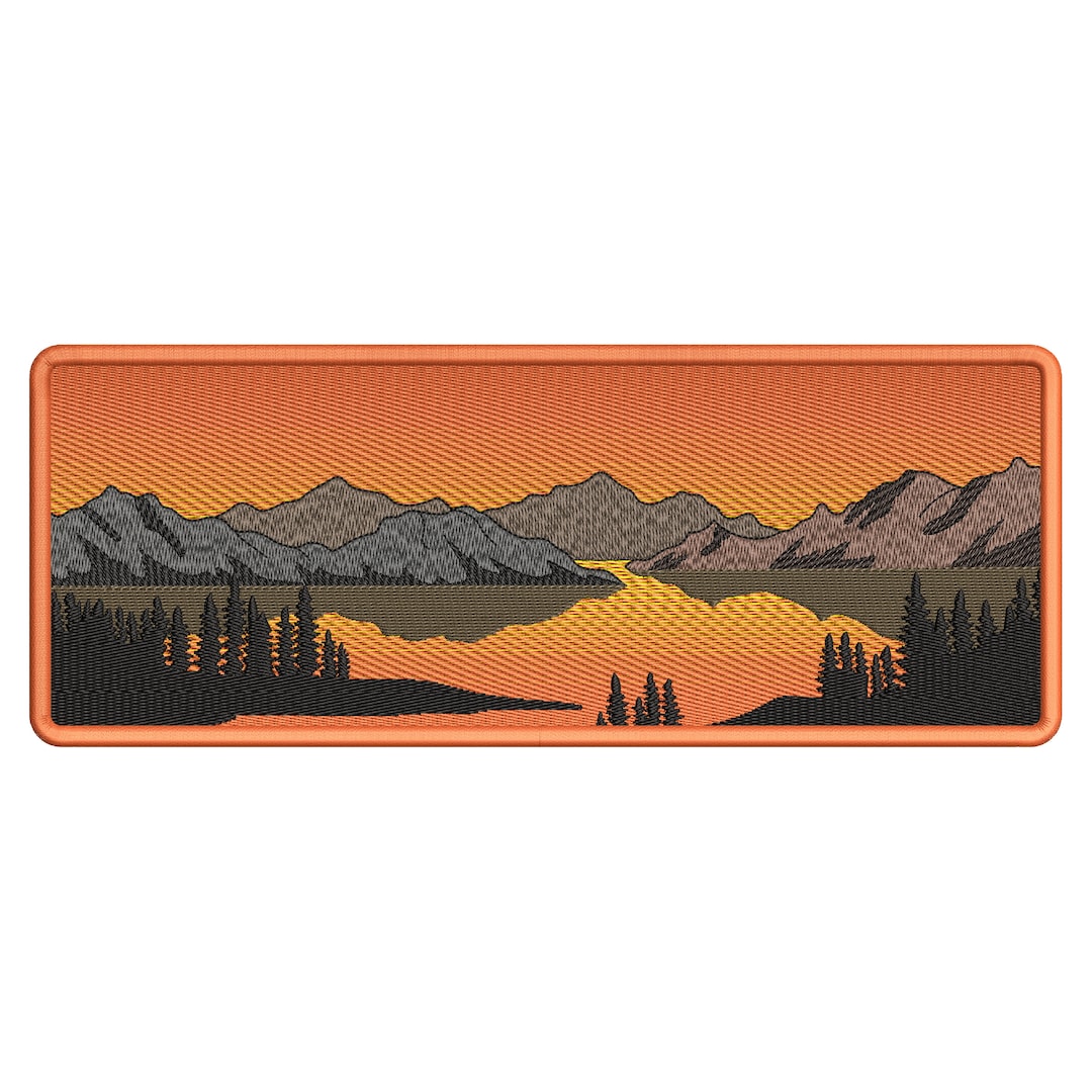 Mountain Range Sunset Embroidery Design, Embroidery File, Mountain ...