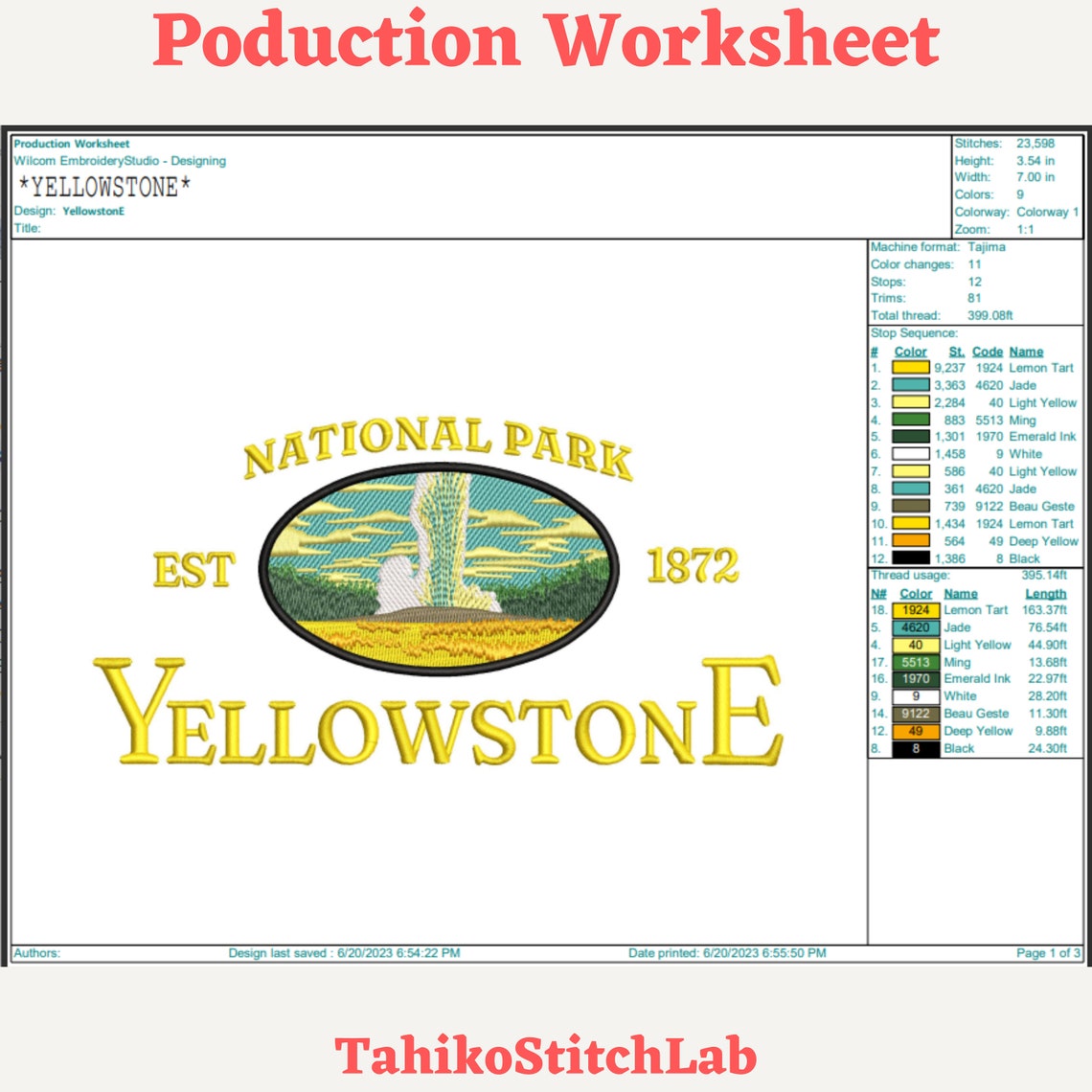 Yellowstone National Park Embroidery Design USA State - Etsy