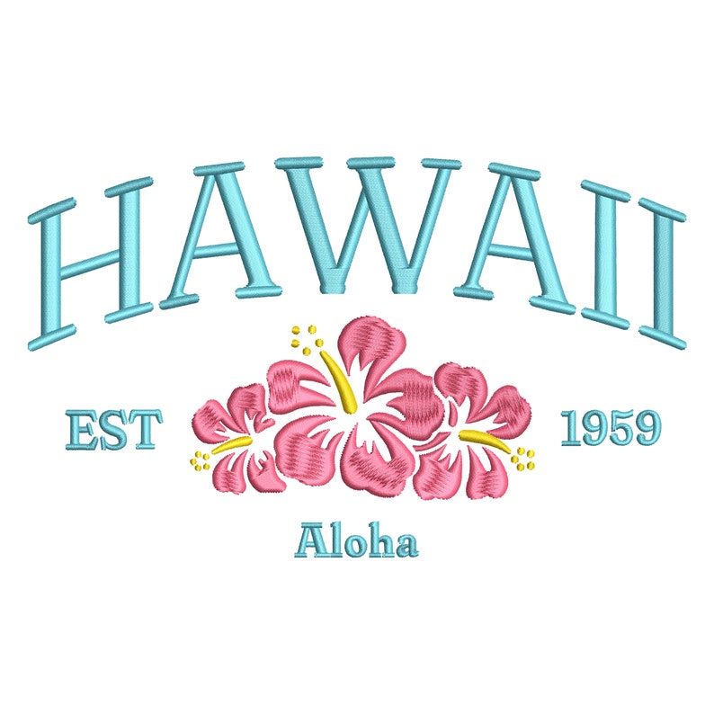 Hawaii Aloha Logo Embroidery Design, Machine Embroidery File, Beach ...