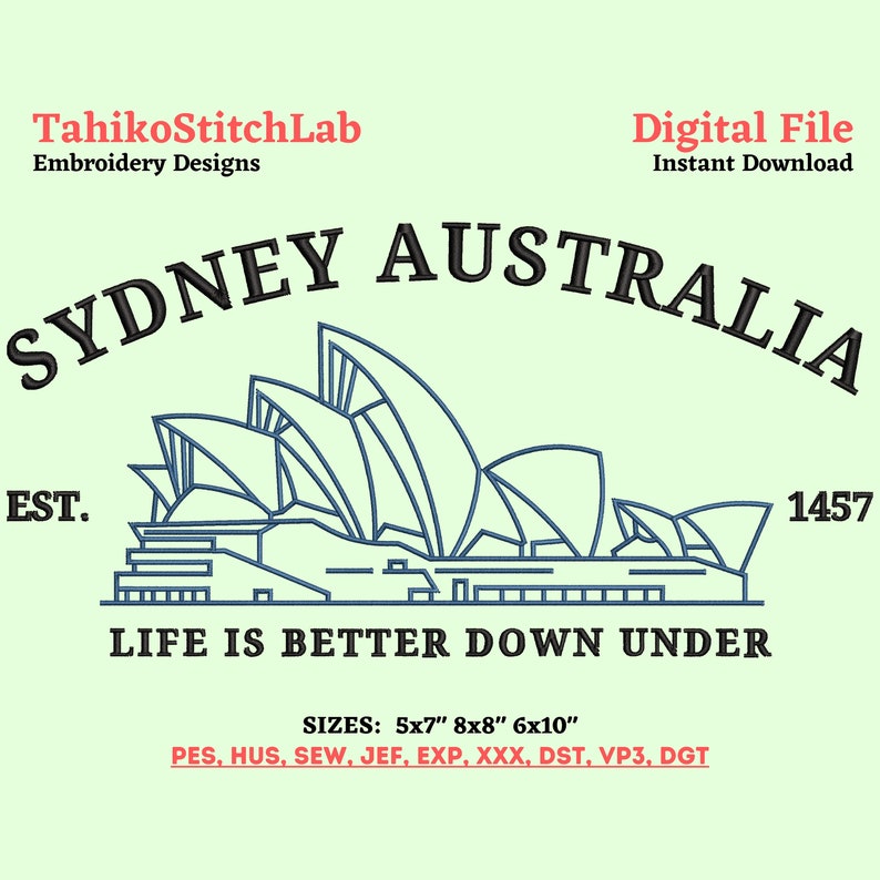 Sydney Australia Embroidery Design Embroidery Location File - Etsy