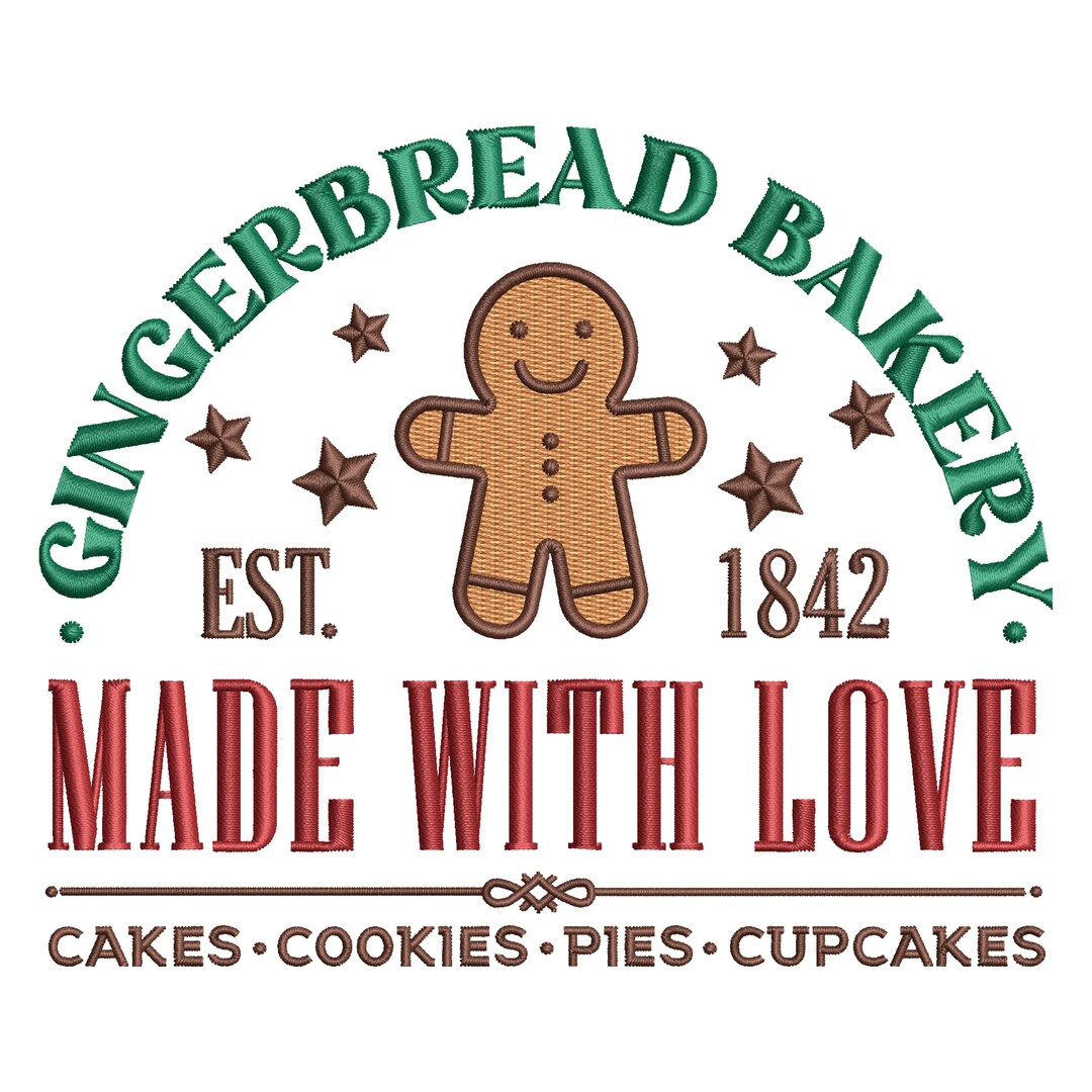 Gingerbread Bakery Embroidery Design, Christmas Gingerbread Design ...