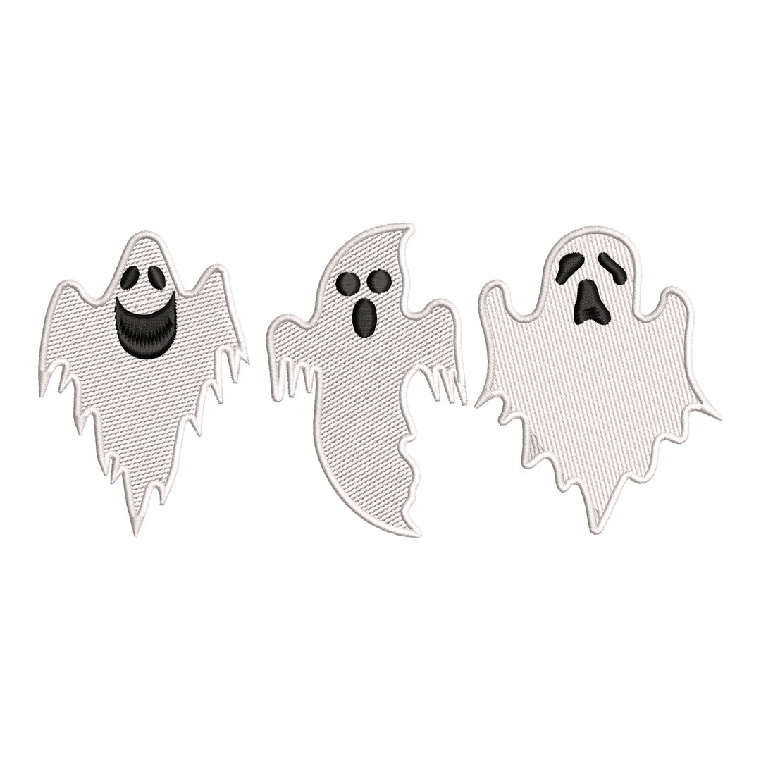Halloween Ghosts Embroidery File, Three Ghosts Embroidery Design ...