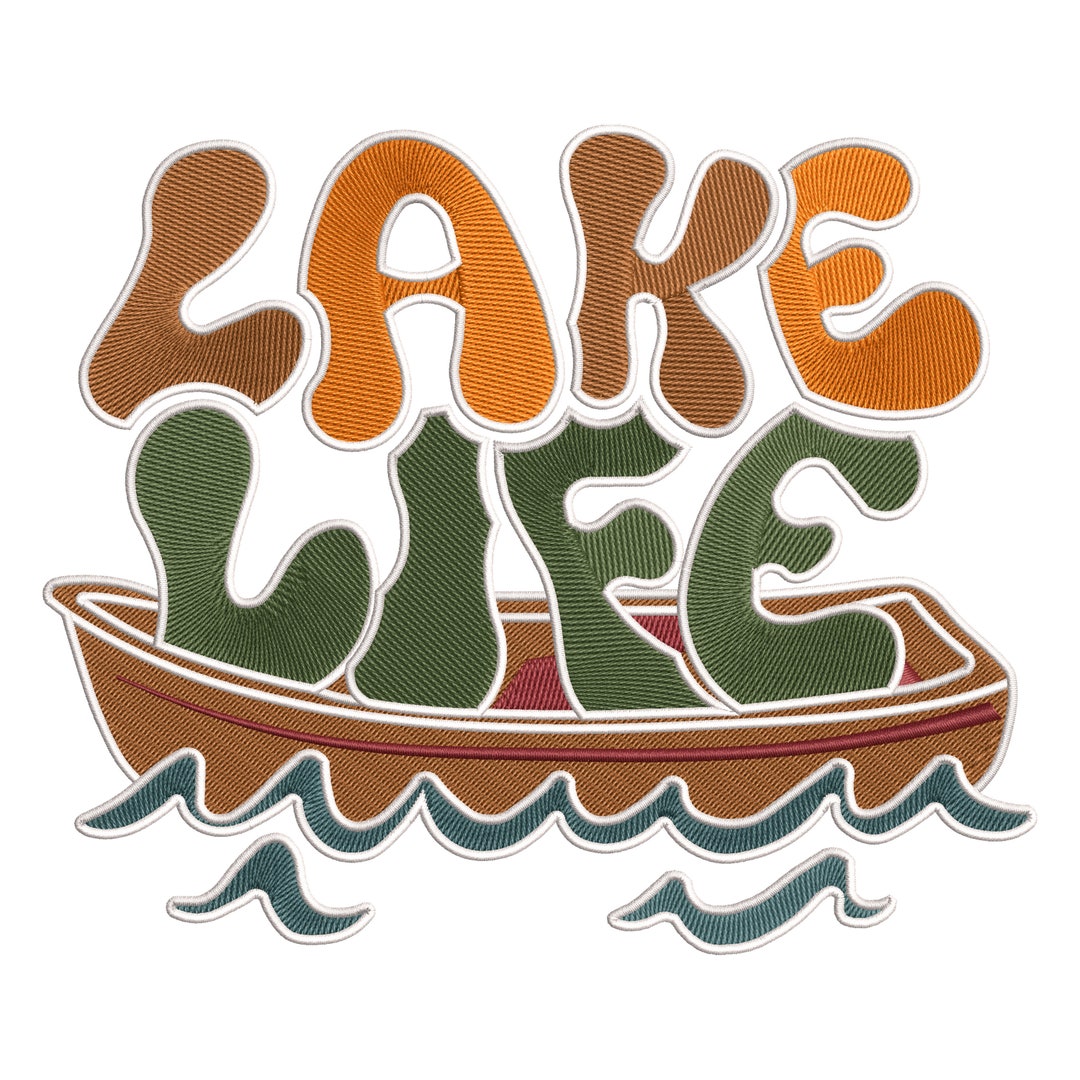 Lake Life Embroidery Design, Machine Embroidery Files, Summer Lake ...