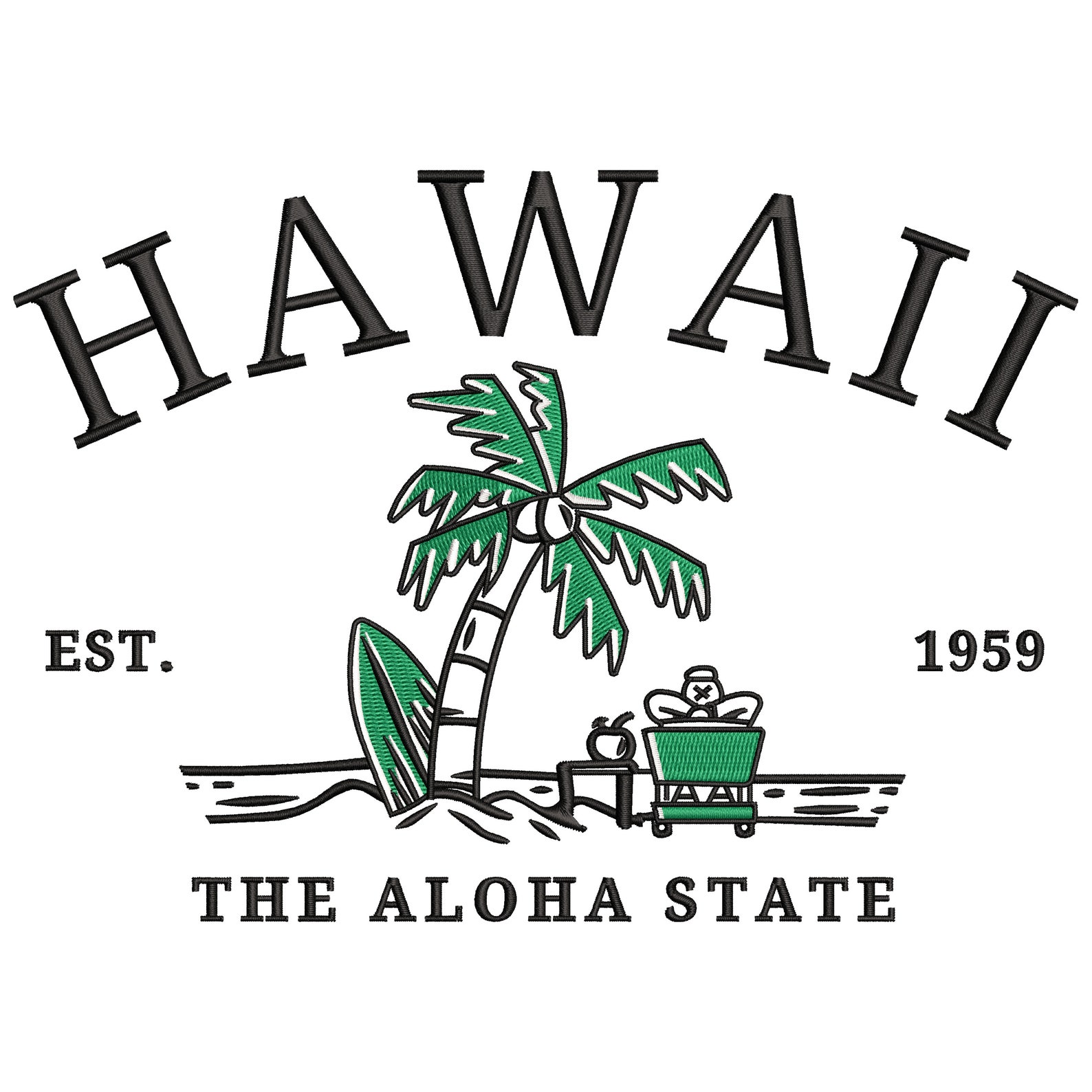 Hawaii Aloha State Embroidery Design, Machine Embroidery, Vintage ...
